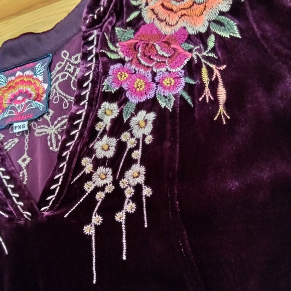 Johnny Was | Tops | Johnny Was Velvet Embroidered Tunic | Poshmark